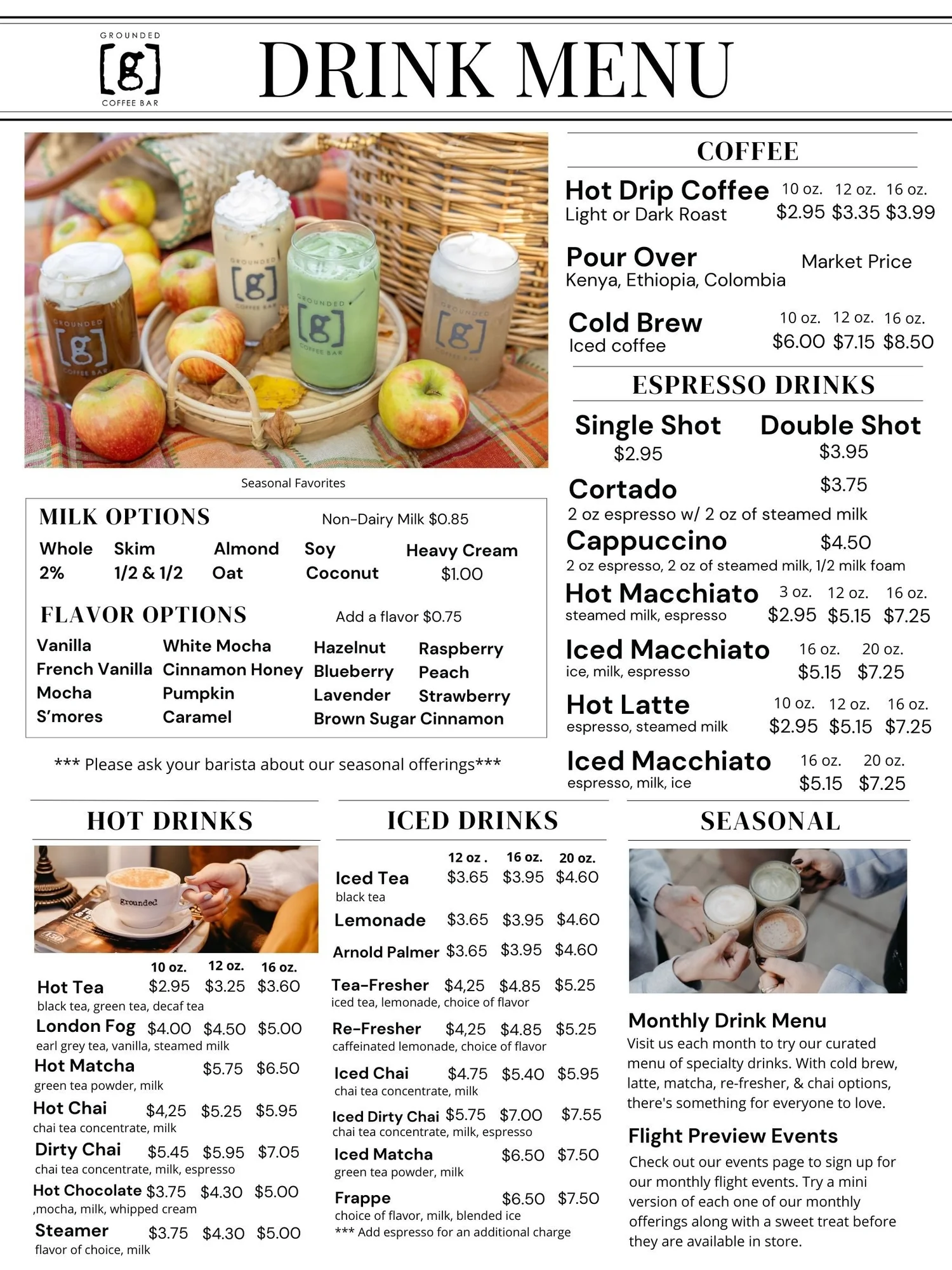 Menu 1 — Grounded Coffee Bar