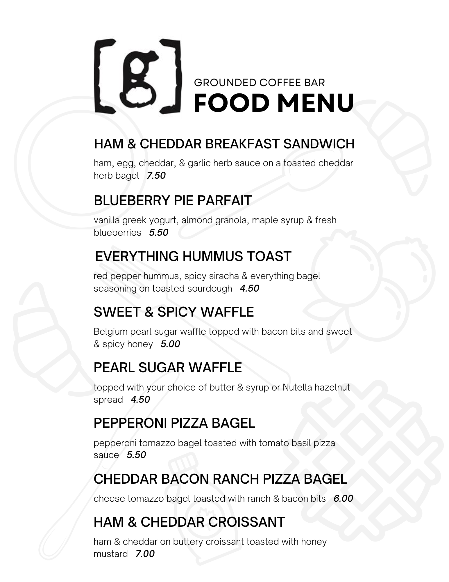 Menu 1 — Grounded Coffee Bar