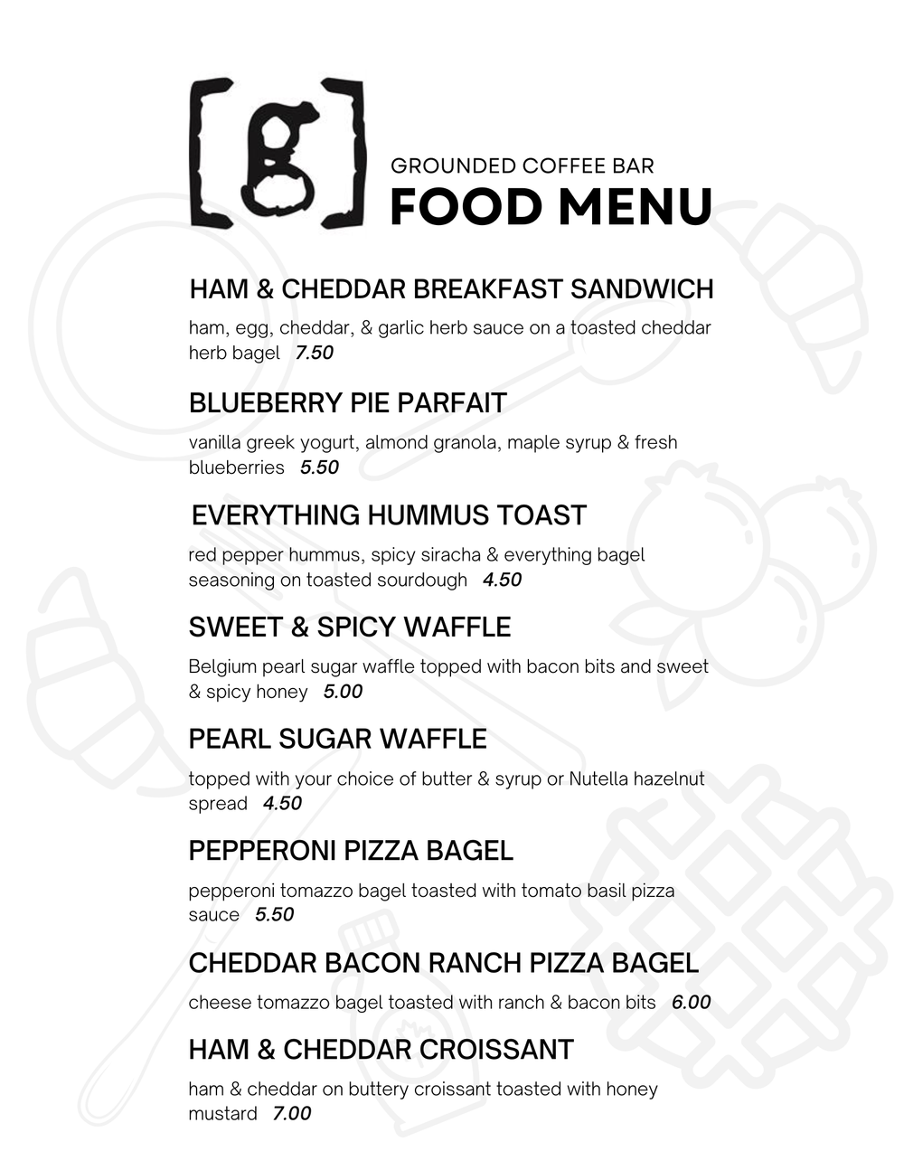 Menu 1 — Grounded Coffee Bar