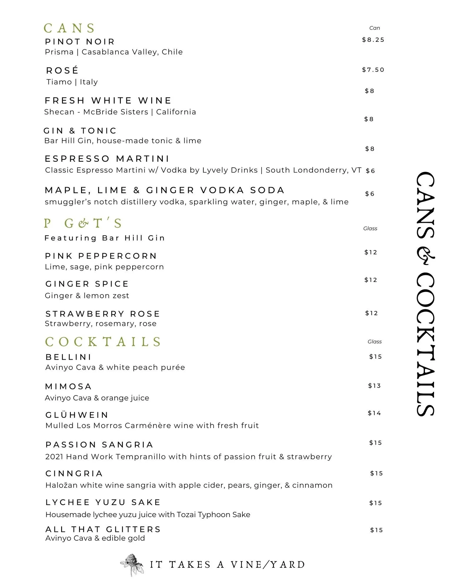 Our Menu — vine/yard