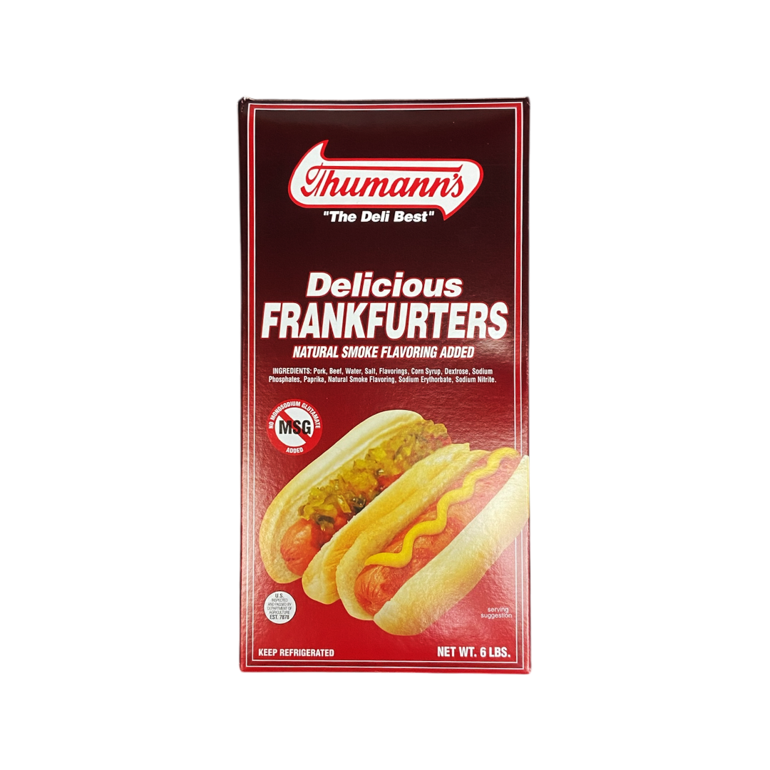 Pork & Beef Skinless Franks — Thumann's Deli Best