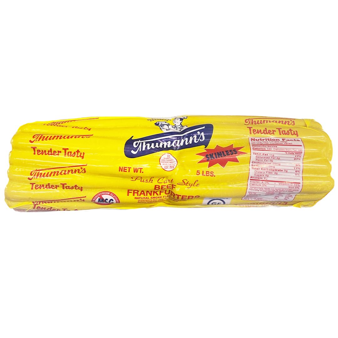 Thumann's All Beef Pushcart Style Franks - Skinless (5 lbs.) (5055 ...