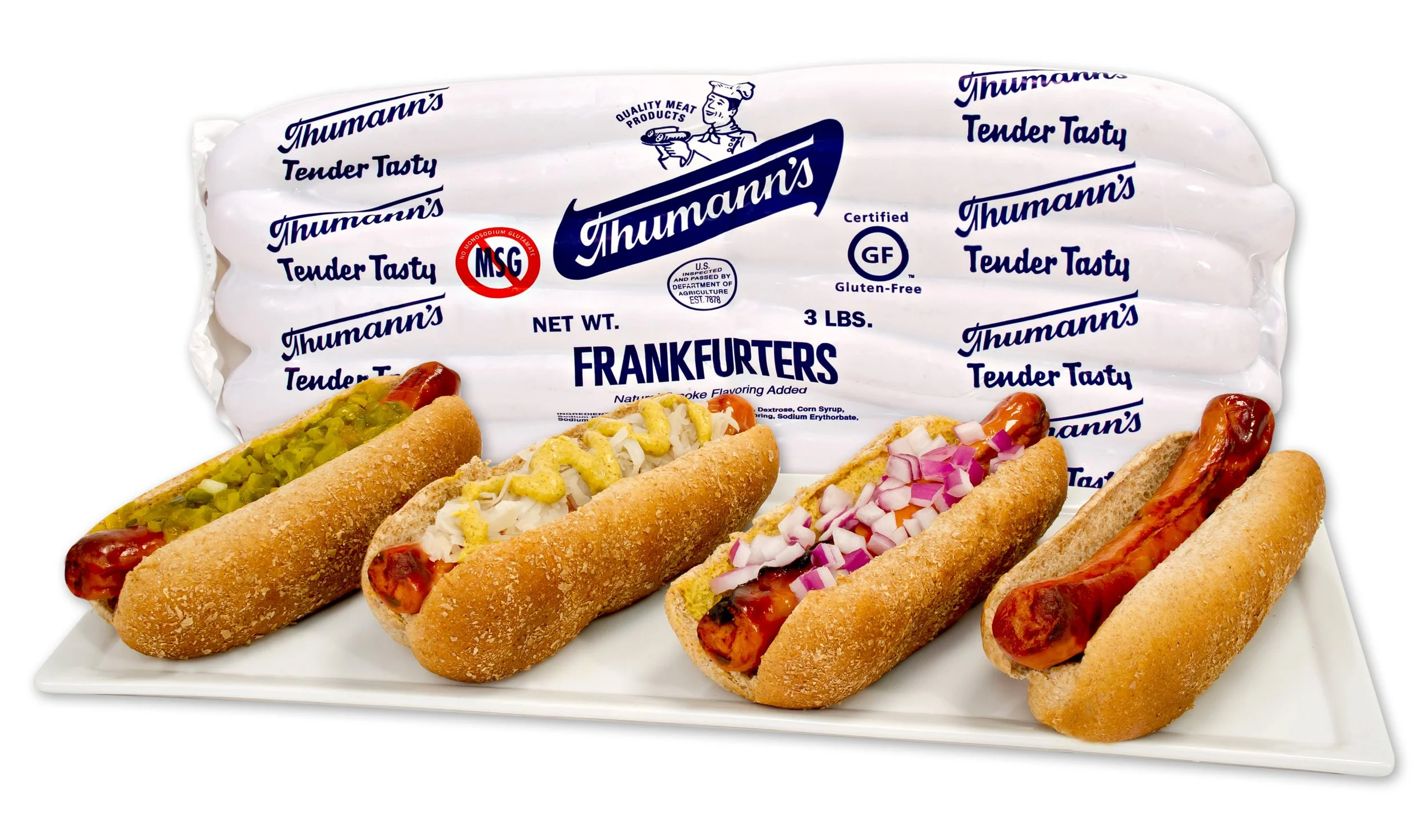 Pork & Beef Natural Casing Franks — Thumann's Deli Best