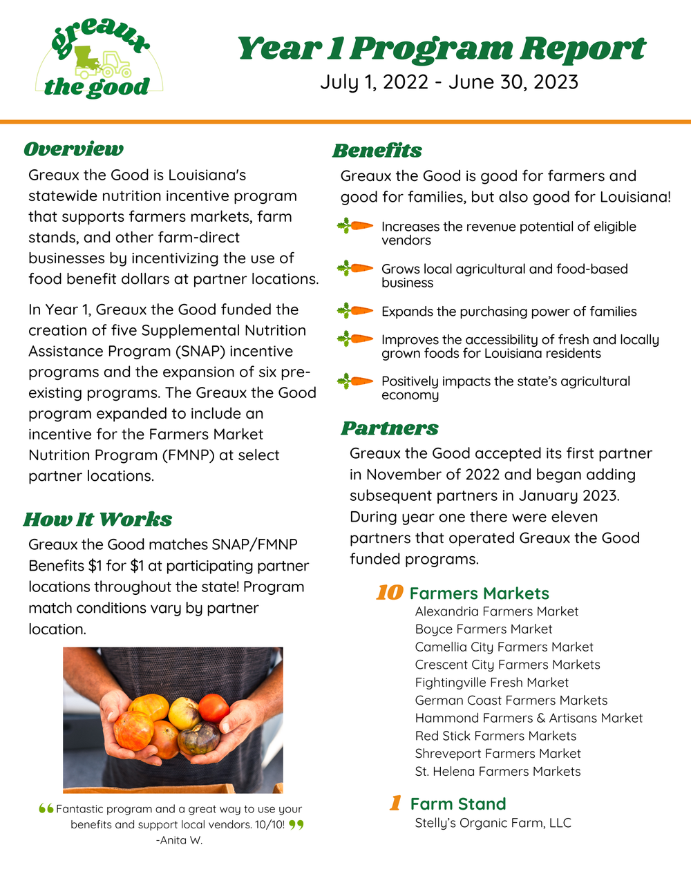 Program Reports — Greaux the Good