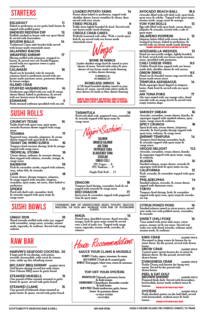 Menu — Scuttlebutt's