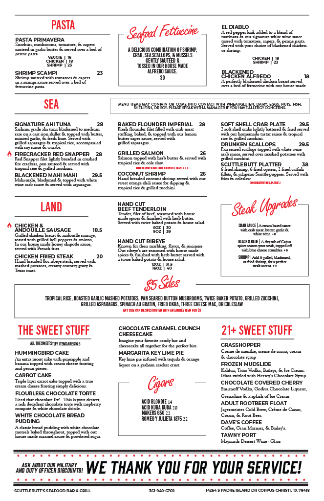 Menu — Scuttlebutt's