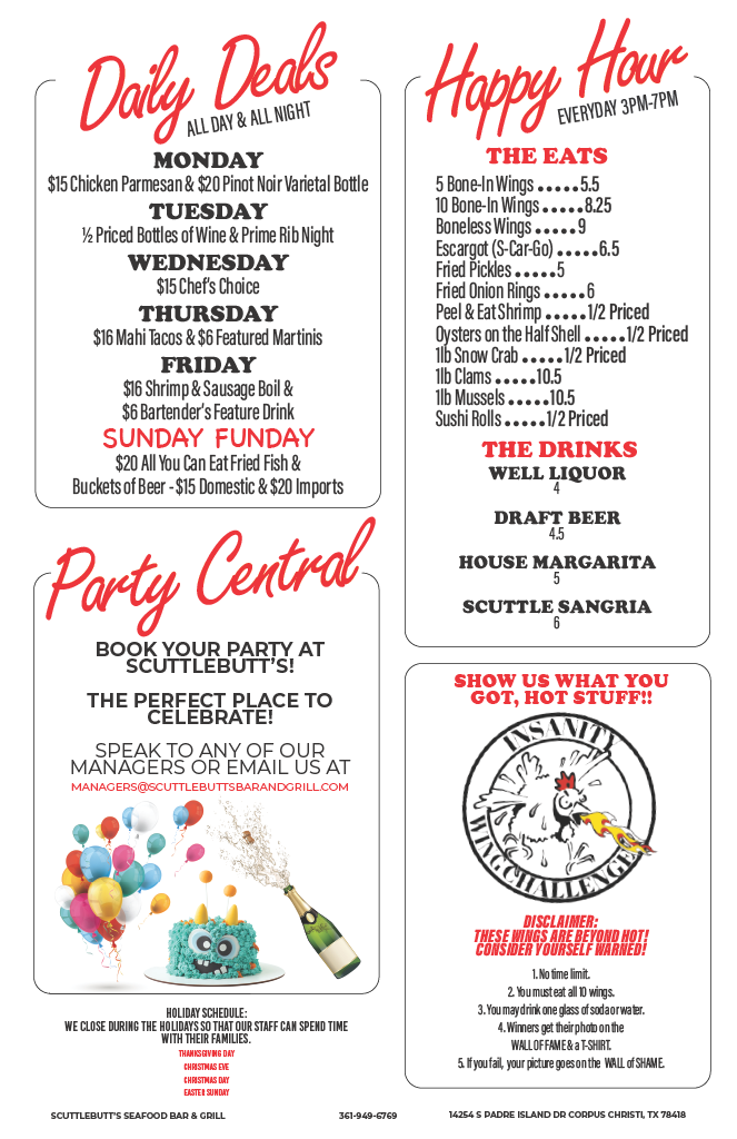 Menu — Scuttlebutt's