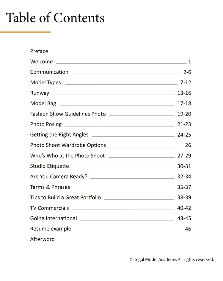 Model Coaching — Sigal Model Academy