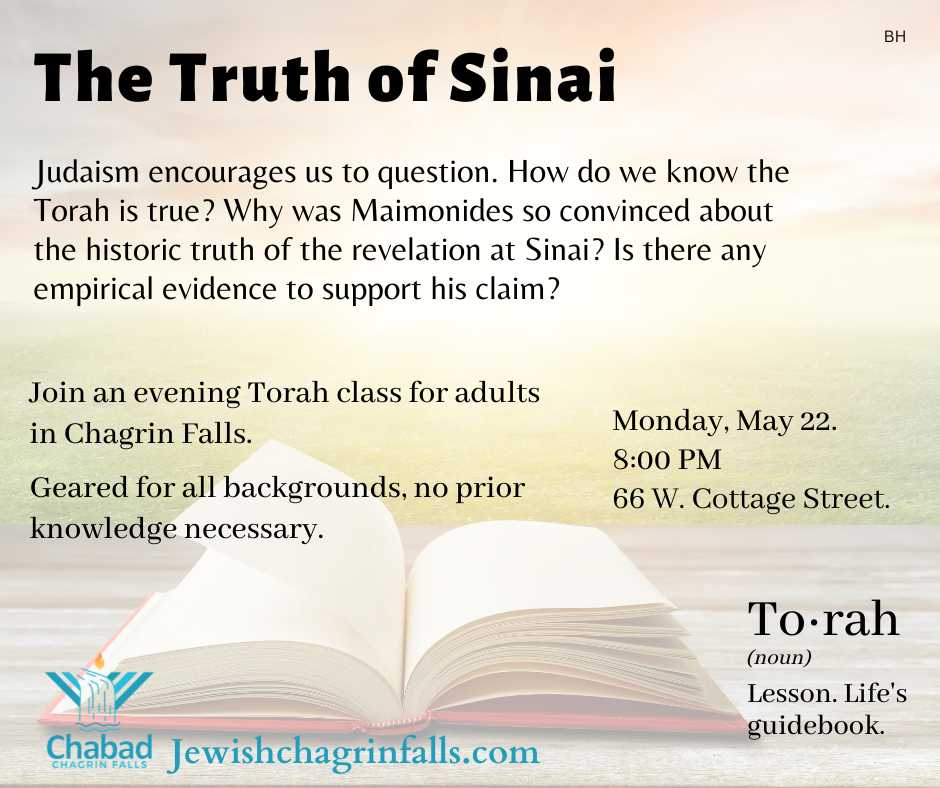Torah Class: The Truth of Sinai — Chabad At The Falls