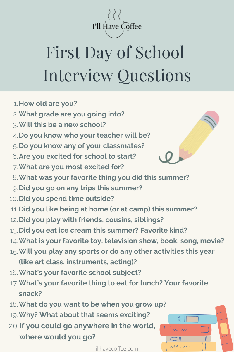 First Day of School Interview With Your Kids — I'll Have Coffee