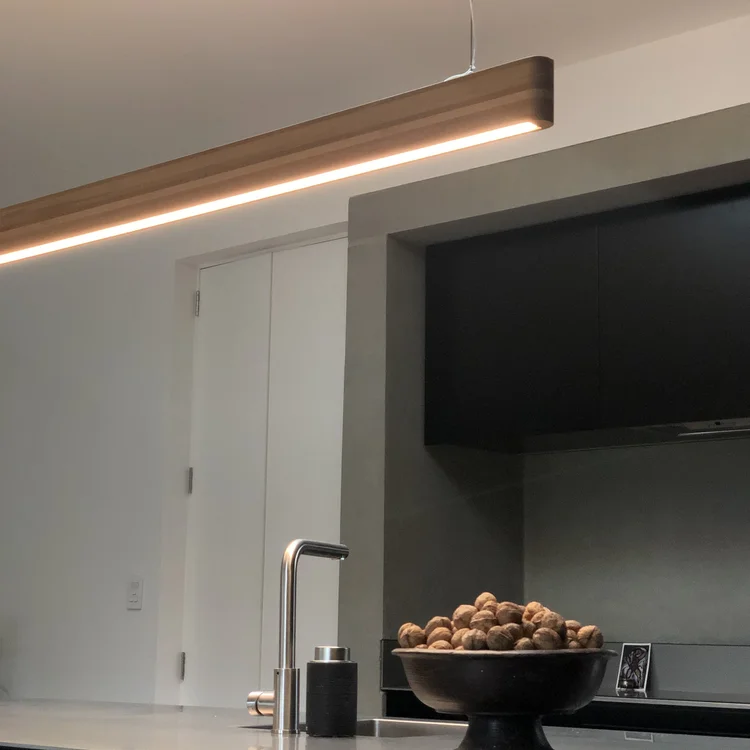 Strata. Handcrafted timber kitchen island pendant light. — Cast lighting