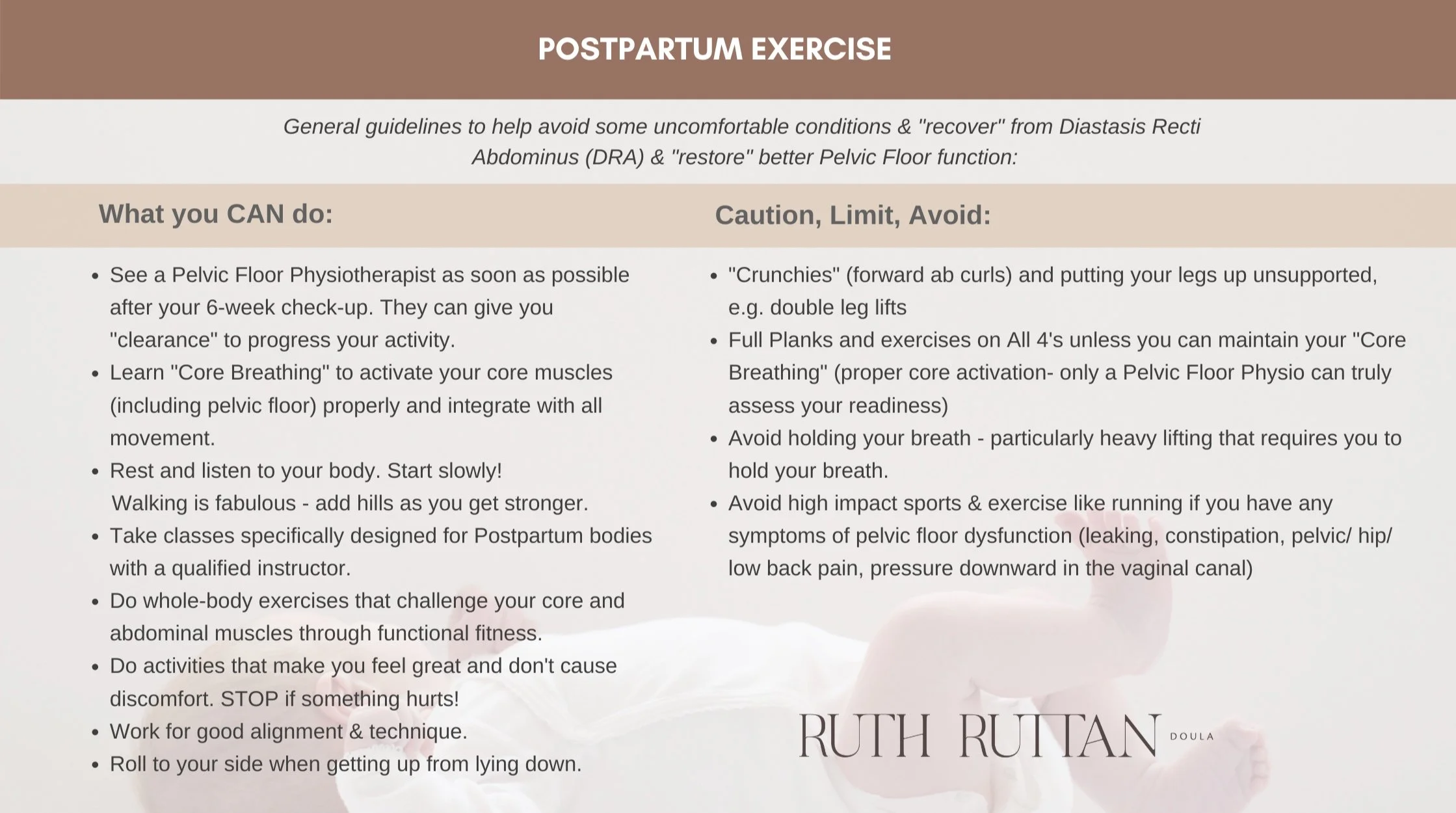 Postpartum Recovery: Exercise Guidelines — Ruth Ruttan Doula