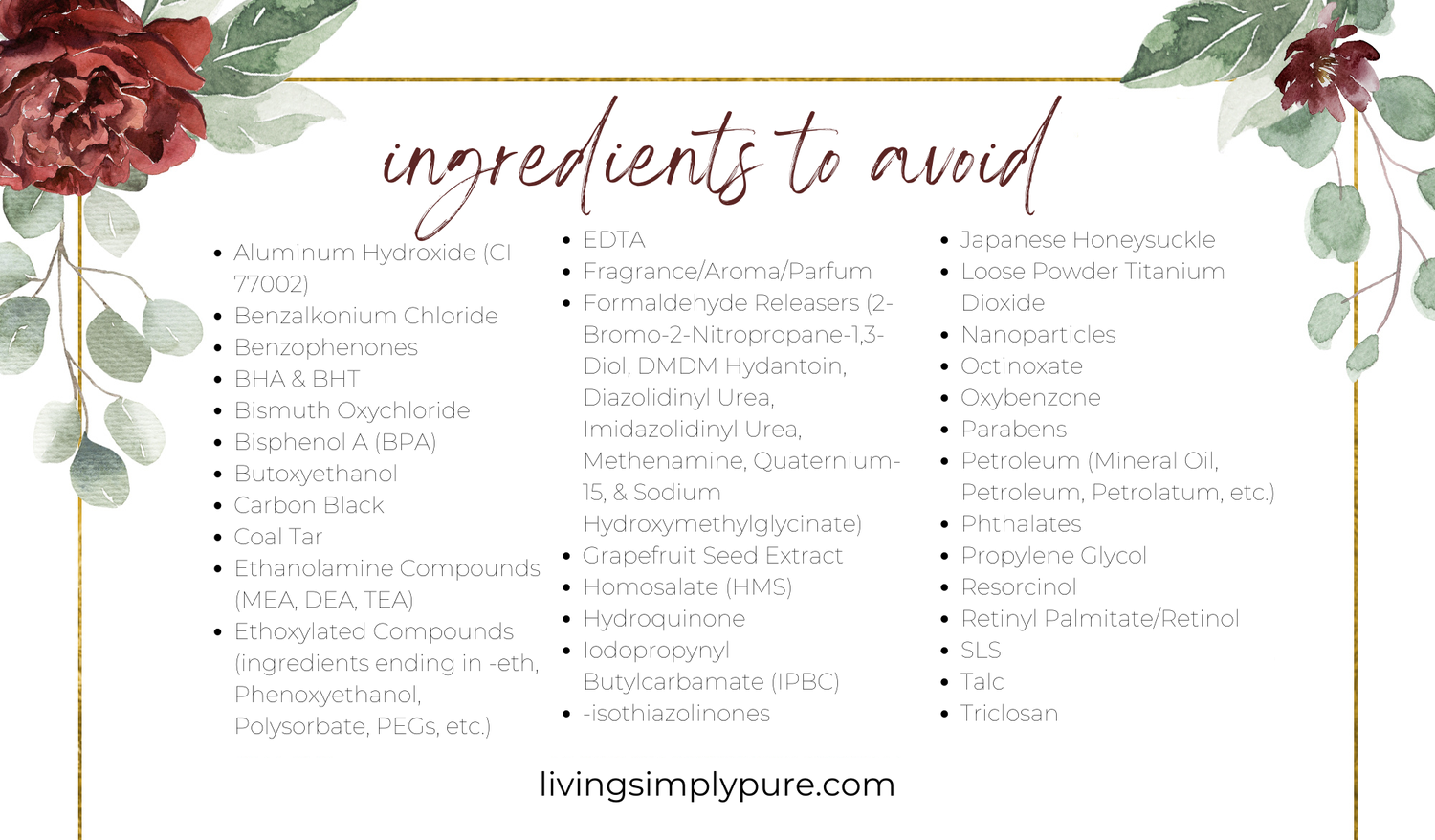 Ingredients To Avoid — Living Simply Pure