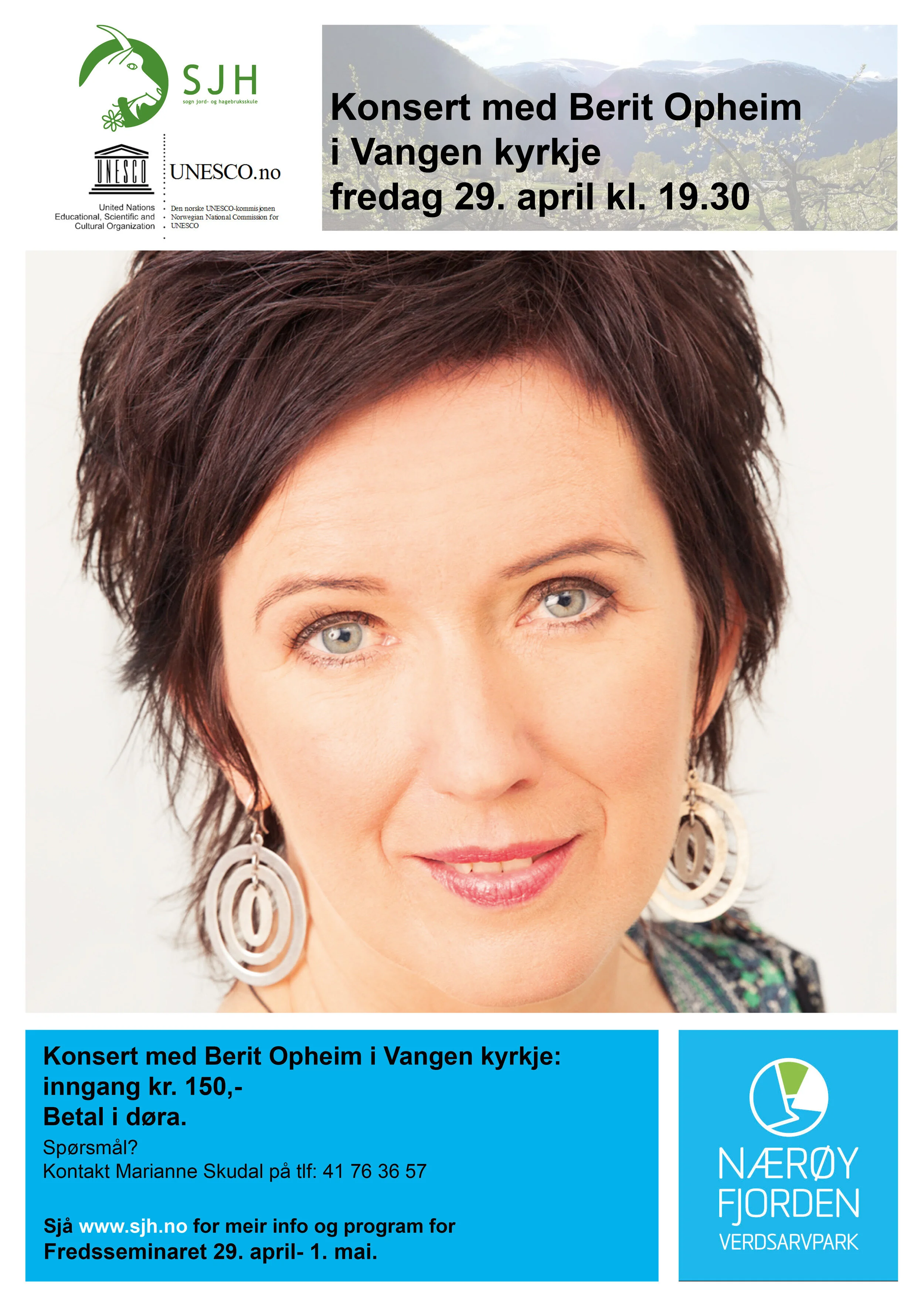 Konsert med Berit Opheim i Vangen kyrkje — Nærøyfjorden Verdsarvpark