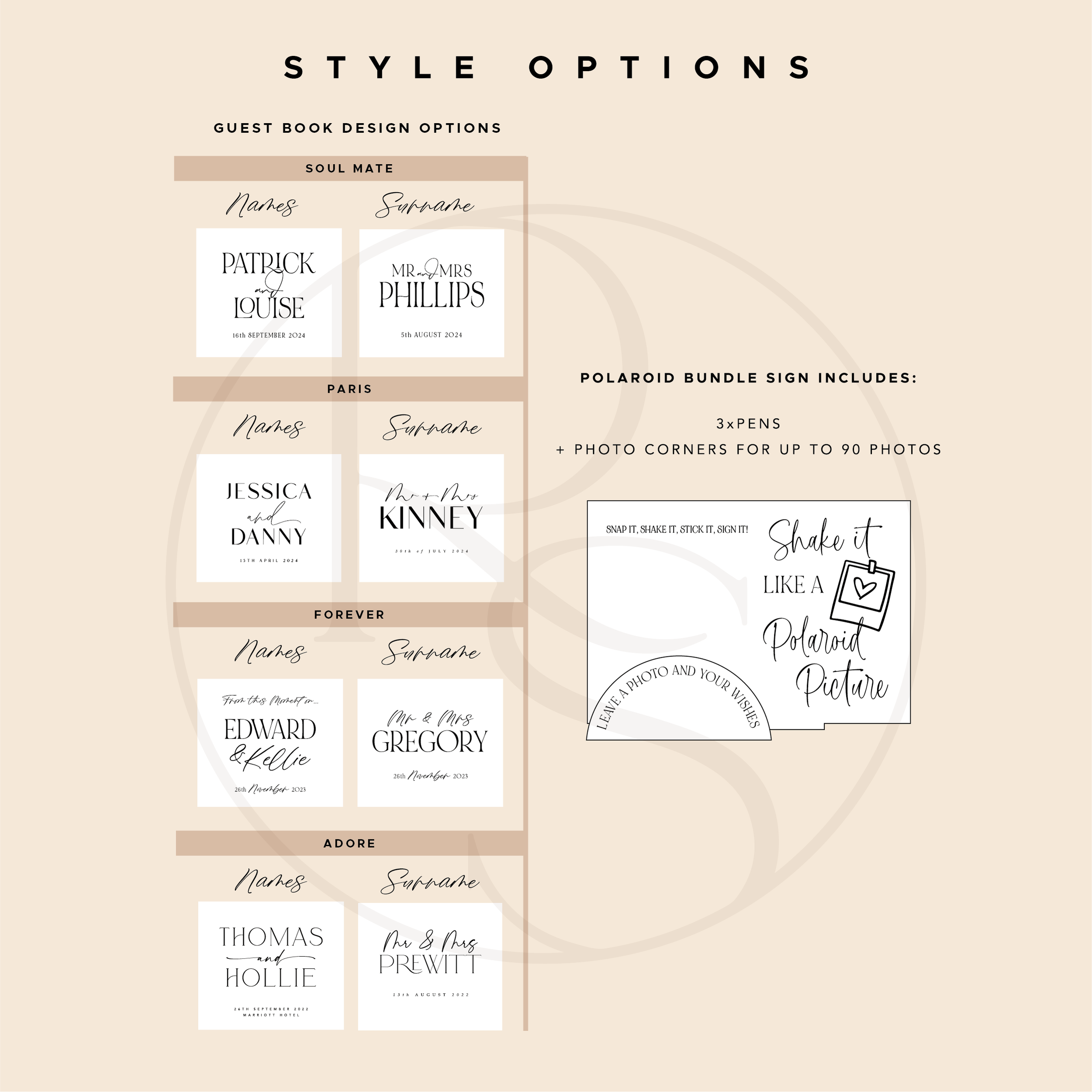 Polaroid sign with accessories ( guestbook not included ) — Rose ...