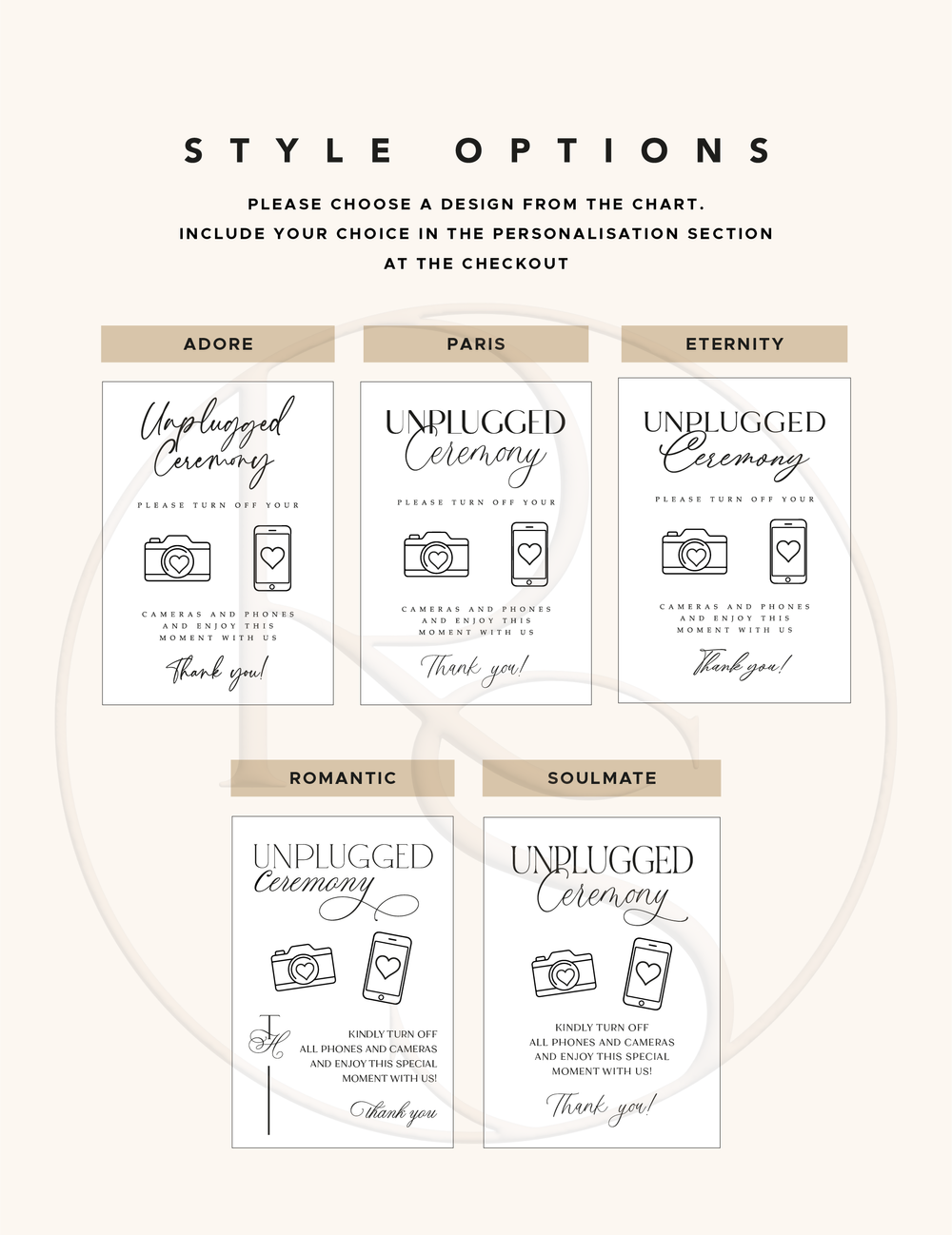 Unplugged Ceremony — Shop | Shop Custom Wedding Signs Today — Rose ...