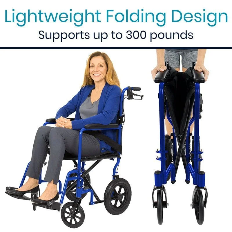 Vive 19" Transport Wheelchair Brand New In Box —Mobilty Etc Rentals