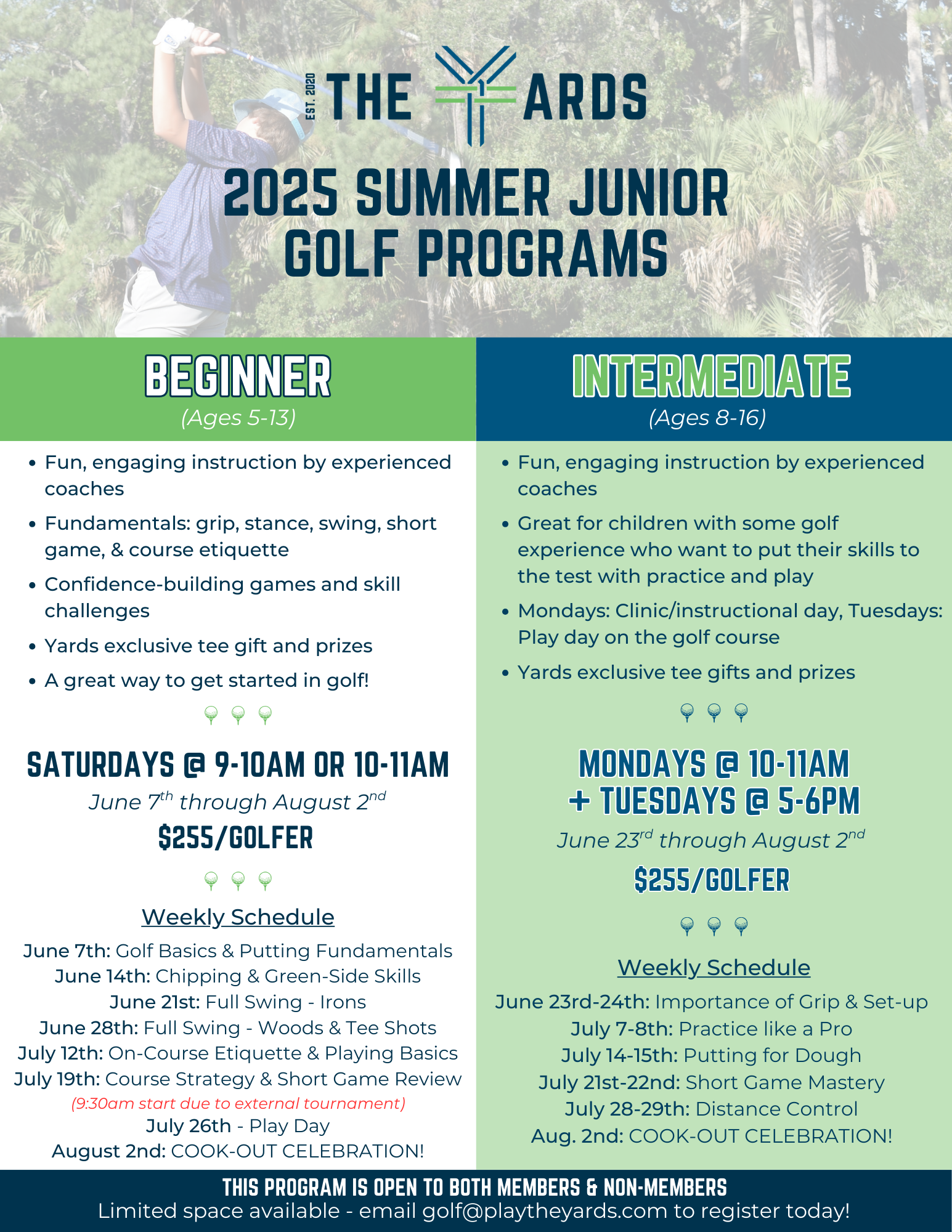 Summer Junior Golf Program — The Yards