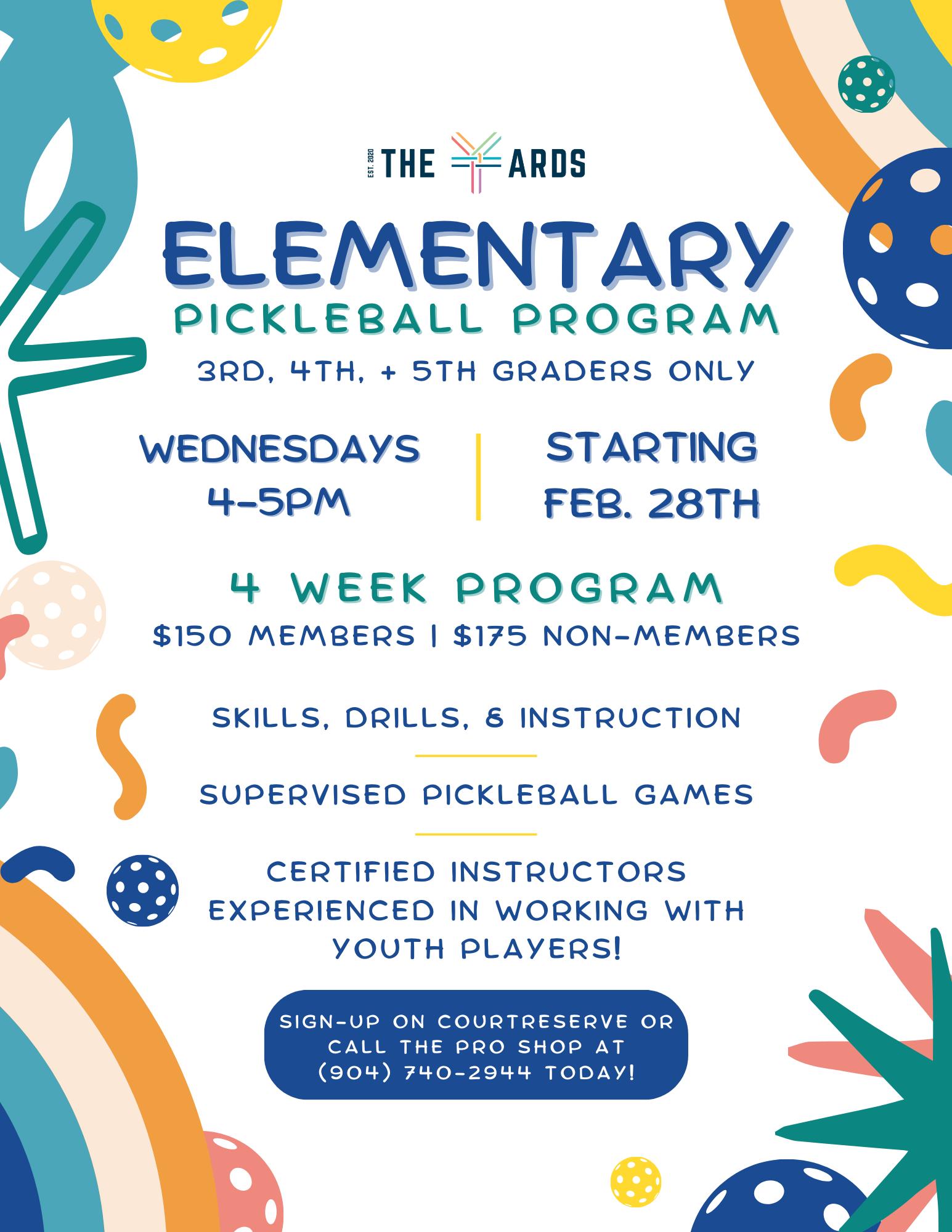Elementary Pickleball Program (3rd-5th Grade) — The Yards