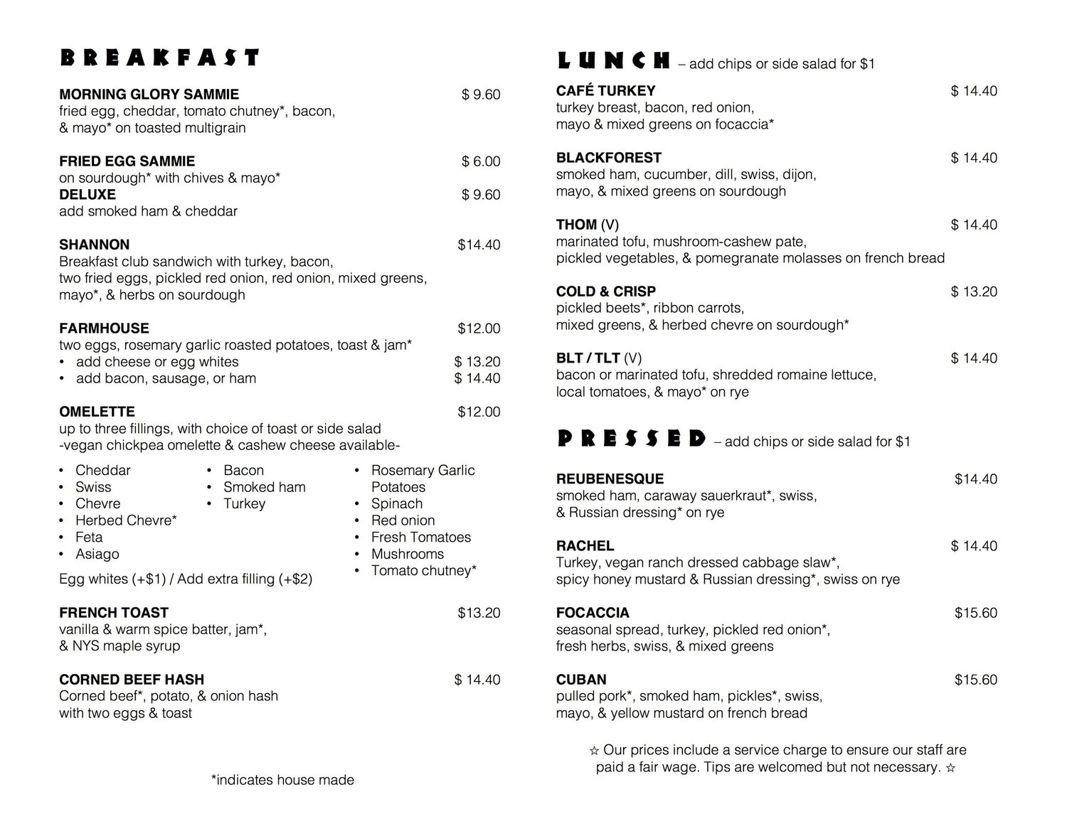Menu — Café DeWitt