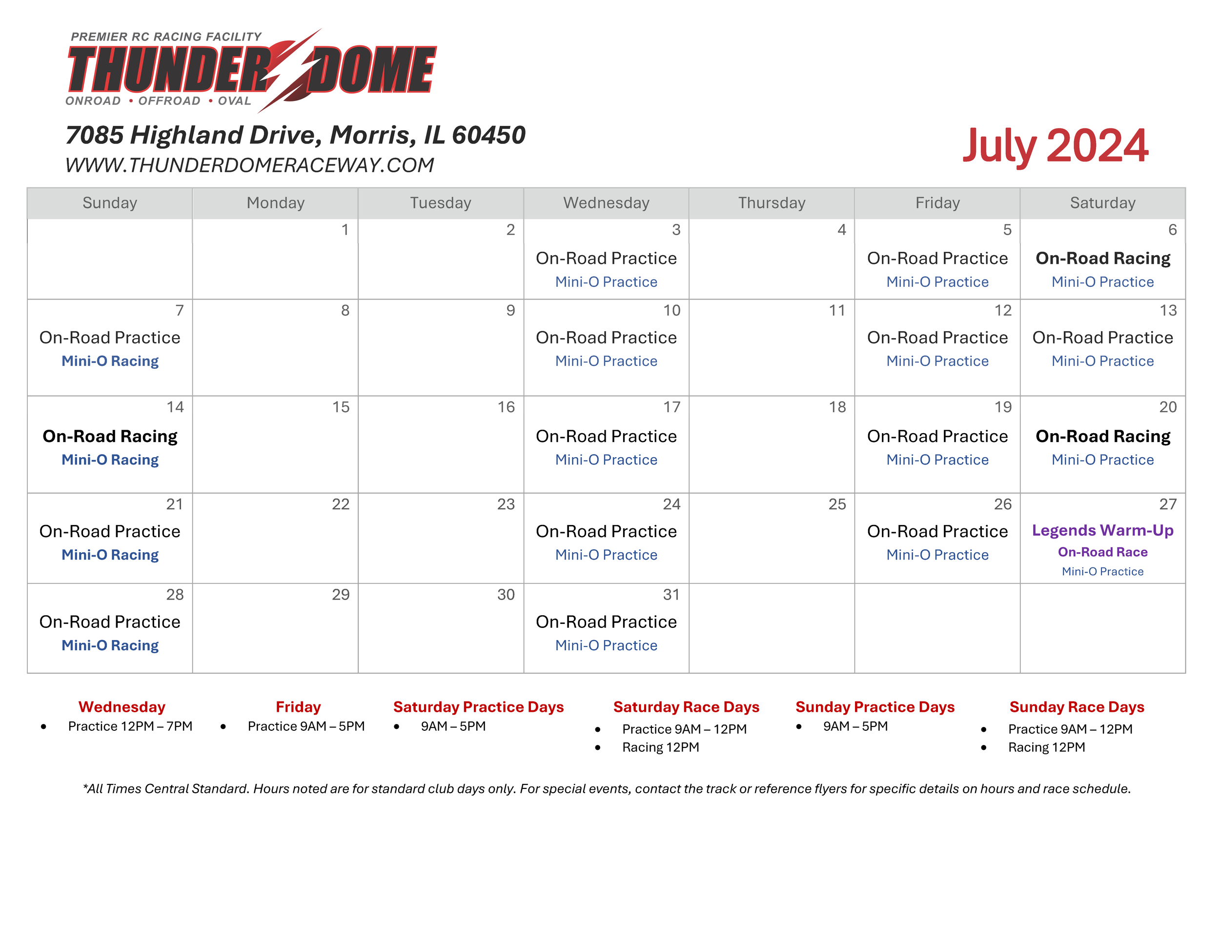 Schedule — The Thunderdome Raceway