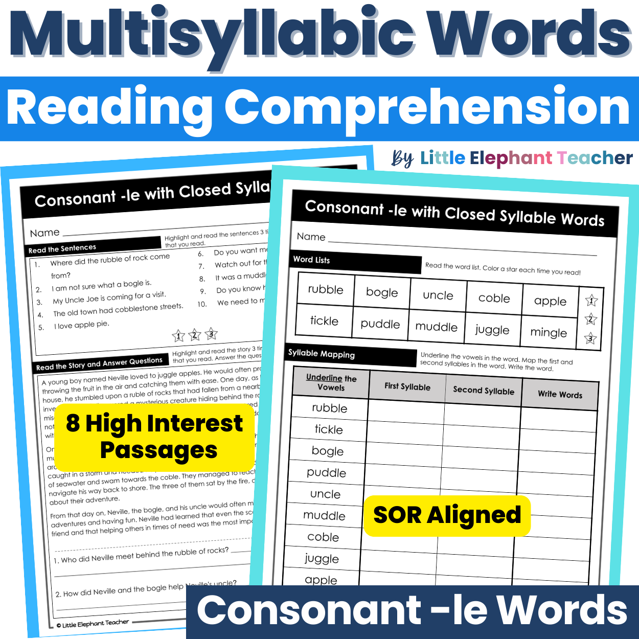 Multisyllabic Words - Reading Comprehension and Passages