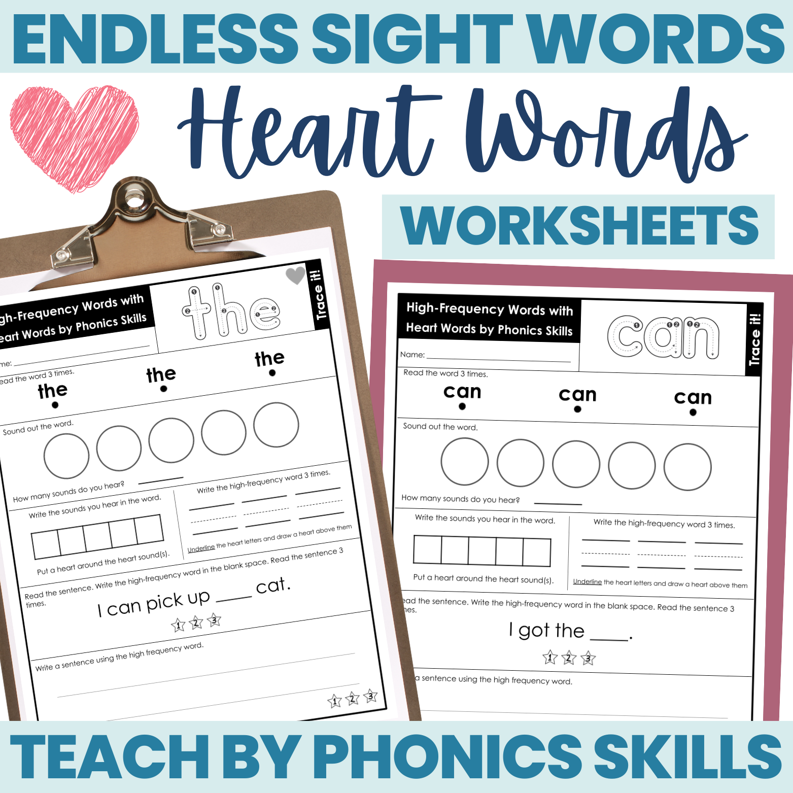 Making Sight Words Easier Through Phonics Endless Heart Word Worksheets