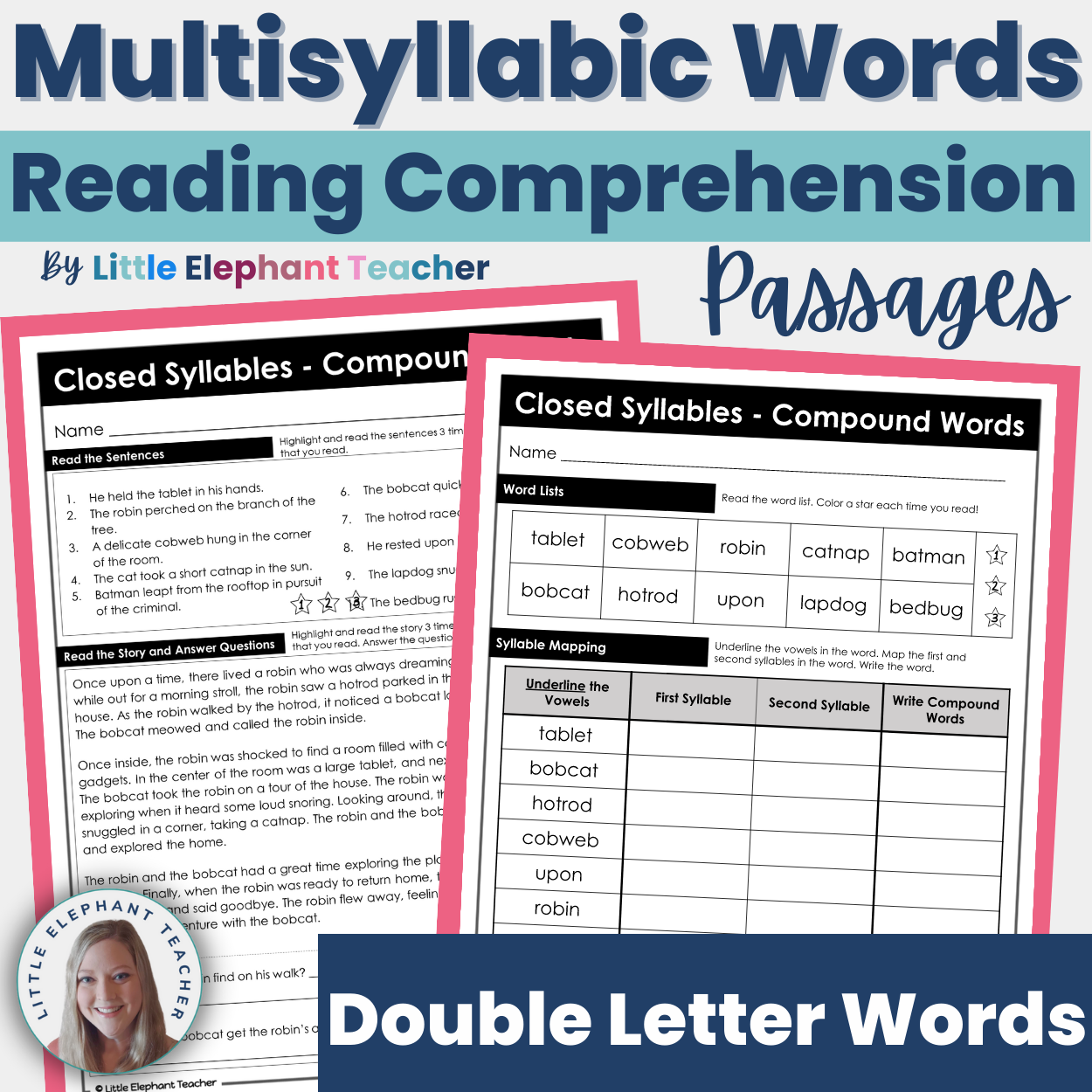 4 Multisyllabic Word Activities with Examples of Closed Syllables