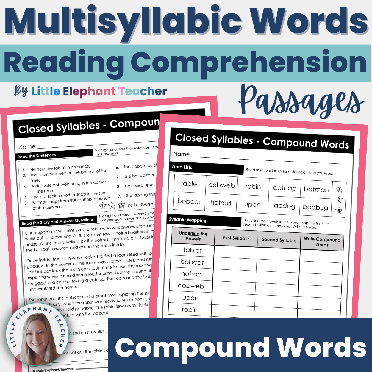 4 Multisyllabic Word Activities with Examples of Closed Syllables