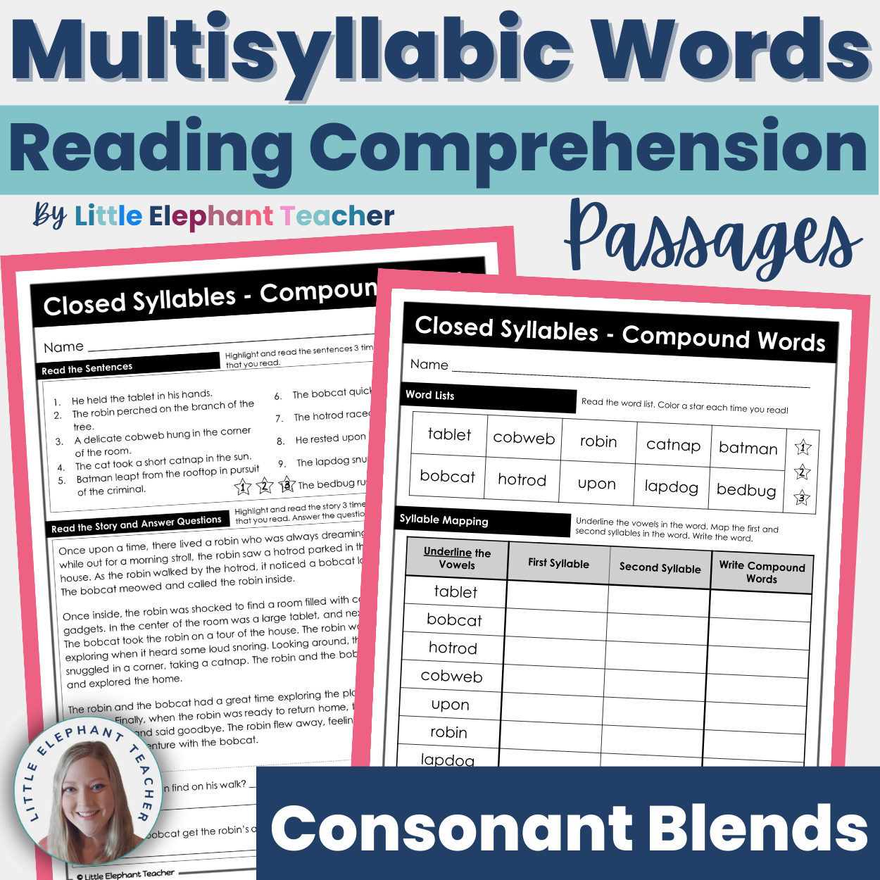 4 Multisyllabic Word Activities with Examples of Closed Syllables