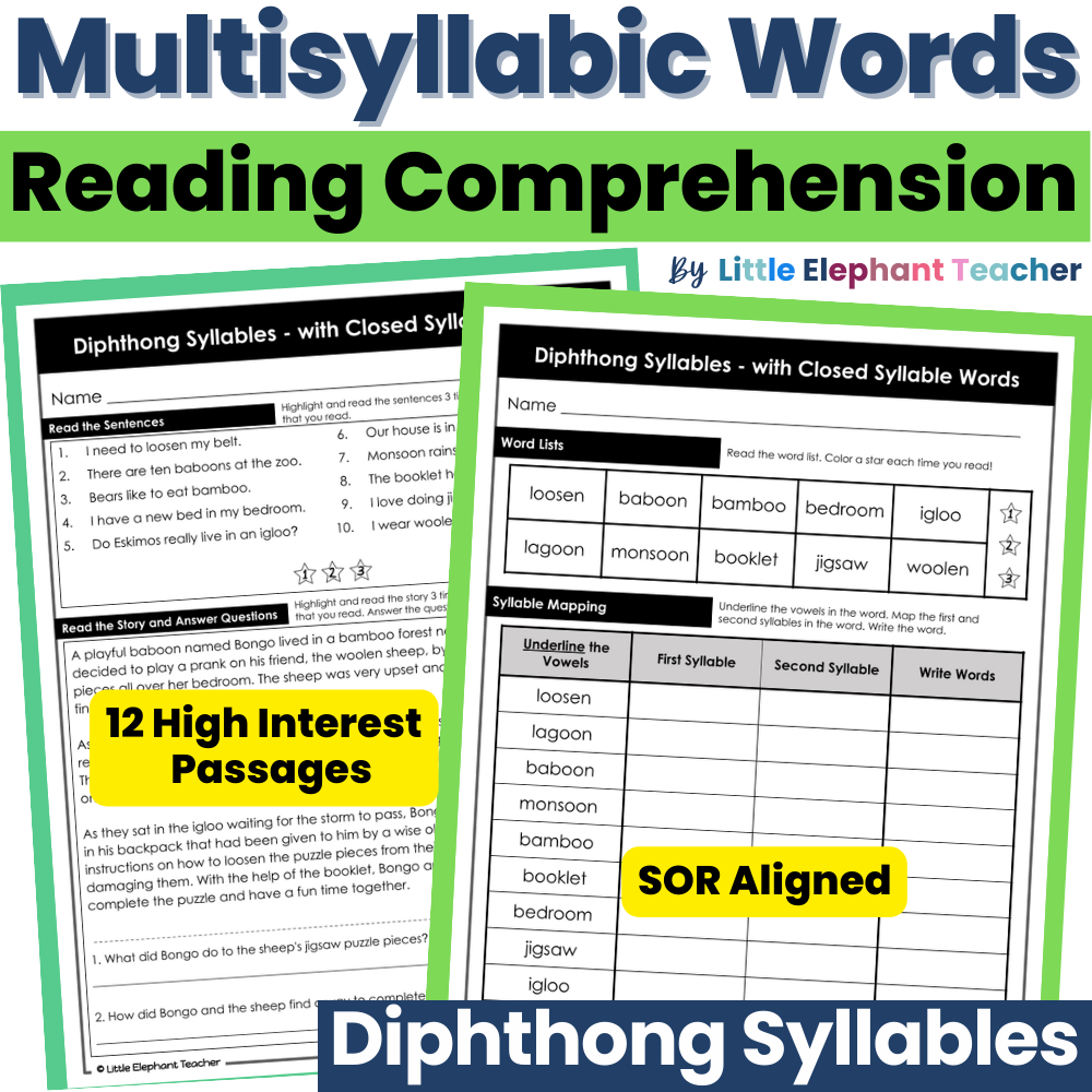 Multisyllabic Words - Reading Comprehension and Passages