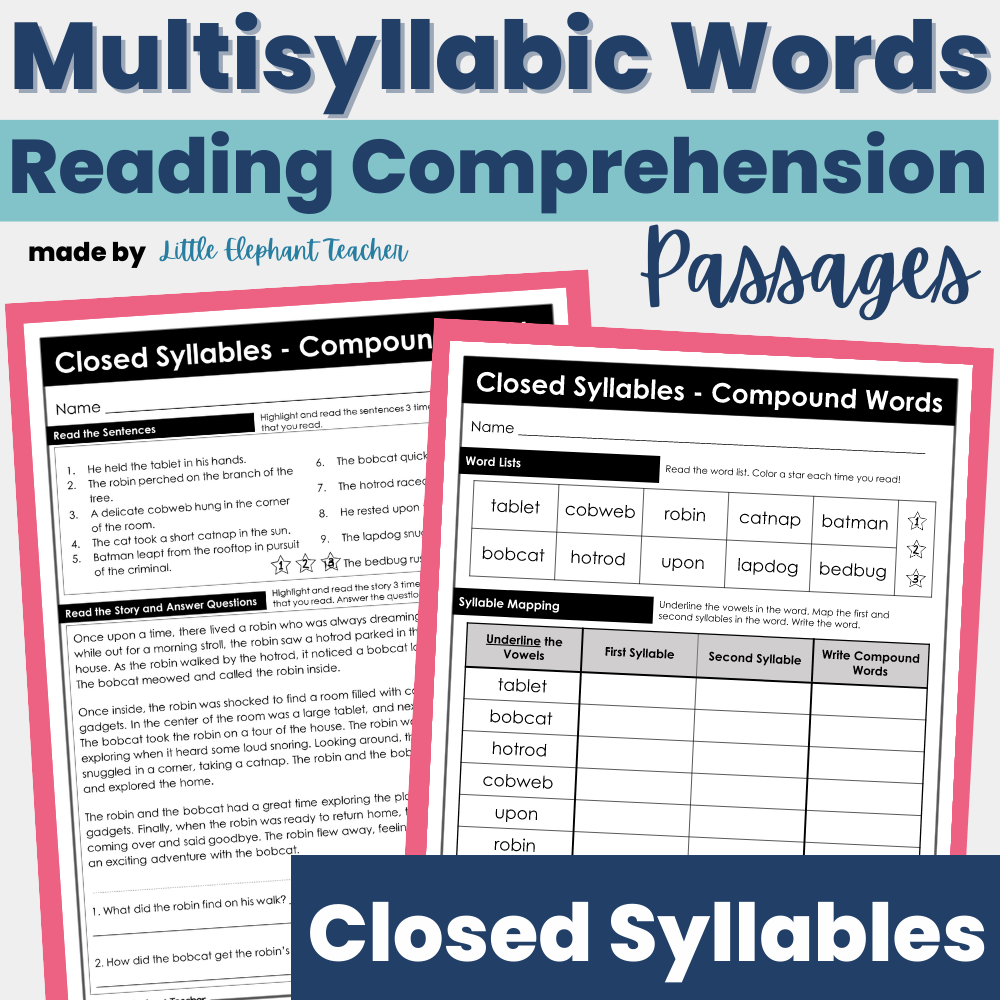 Multisyllabic Words - Reading Comprehension and Passages