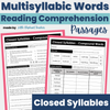 Multisyllabic Words - Reading Comprehension and Passages