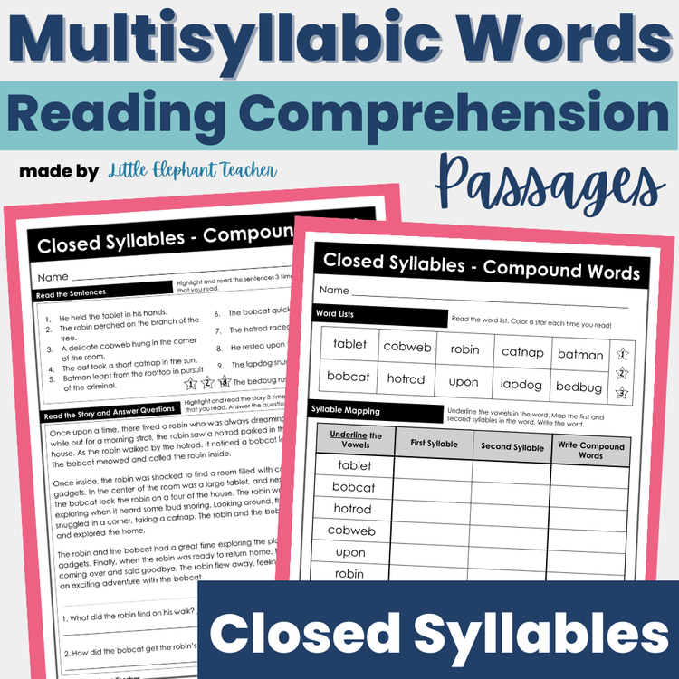 Multisyllabic Words - Reading Comprehension and Passages