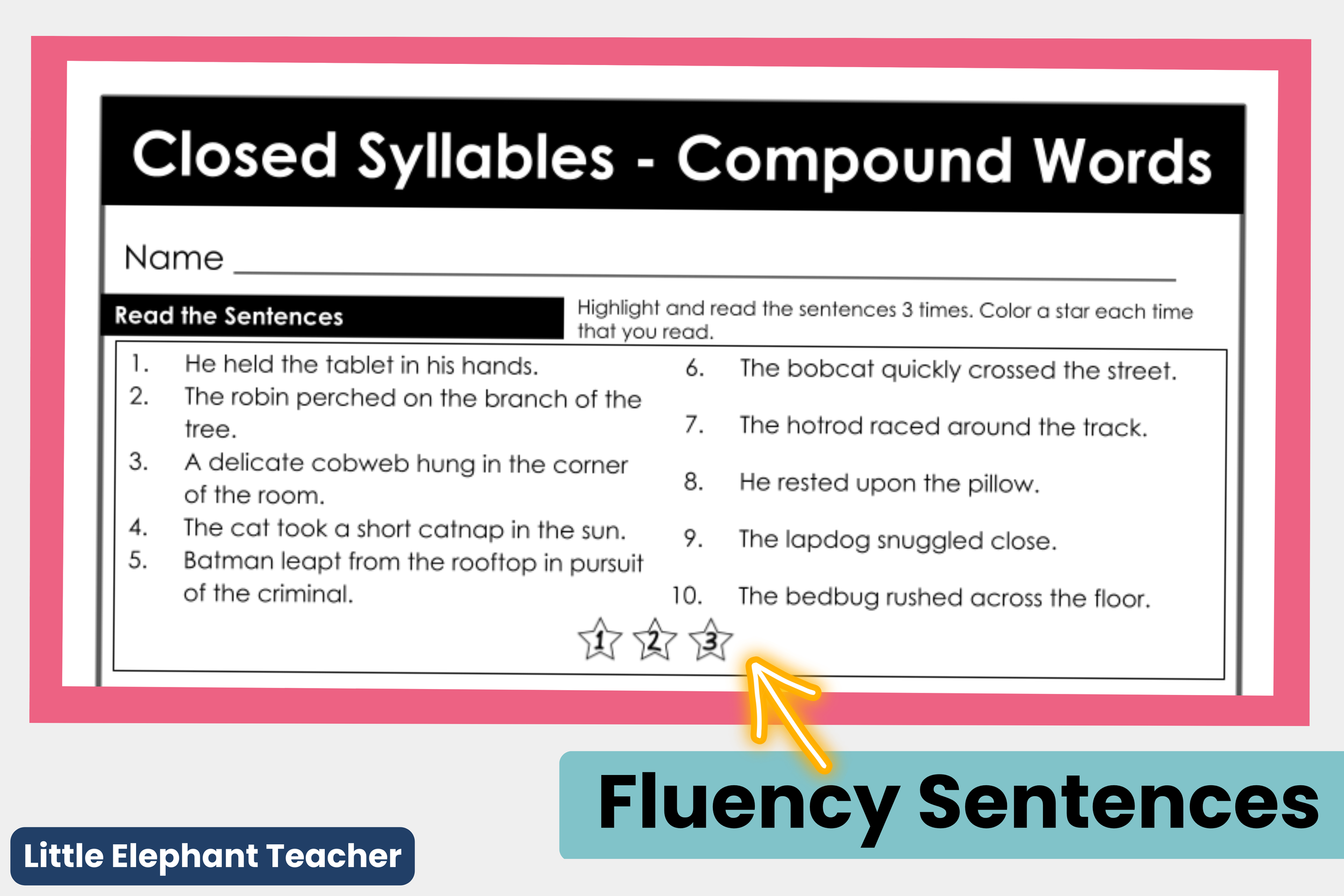 4 Multisyllabic Word Activities with Examples of Closed Syllables