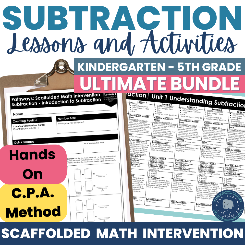 Subtraction Activities, Games, and Worksheets