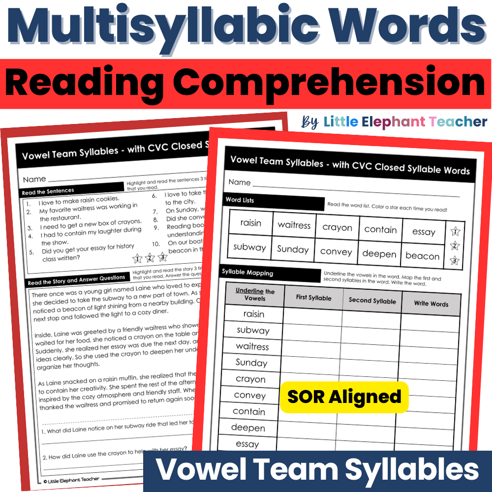 Multisyllabic Words - Reading Comprehension and Passages