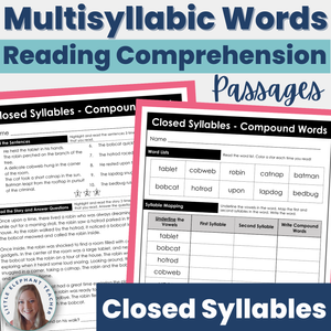 4 Multisyllabic Word Activities with Examples of Closed Syllables