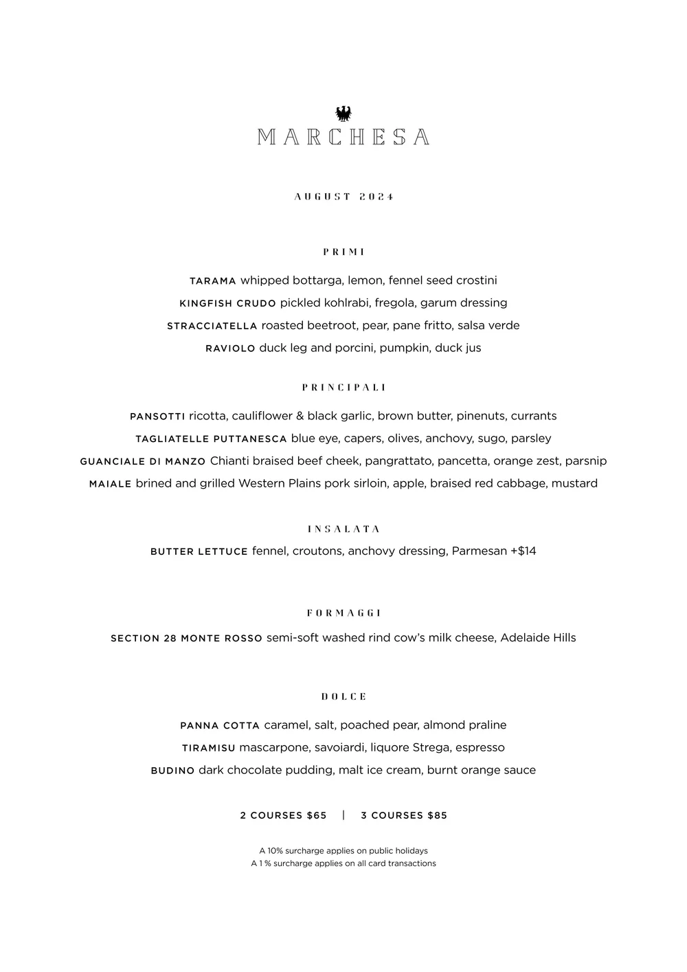 Menu — Marchesa