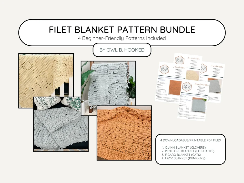 Farm Animals - Crochet Blanket Pattern Bundle — Owl B. Hooked - Filet ...