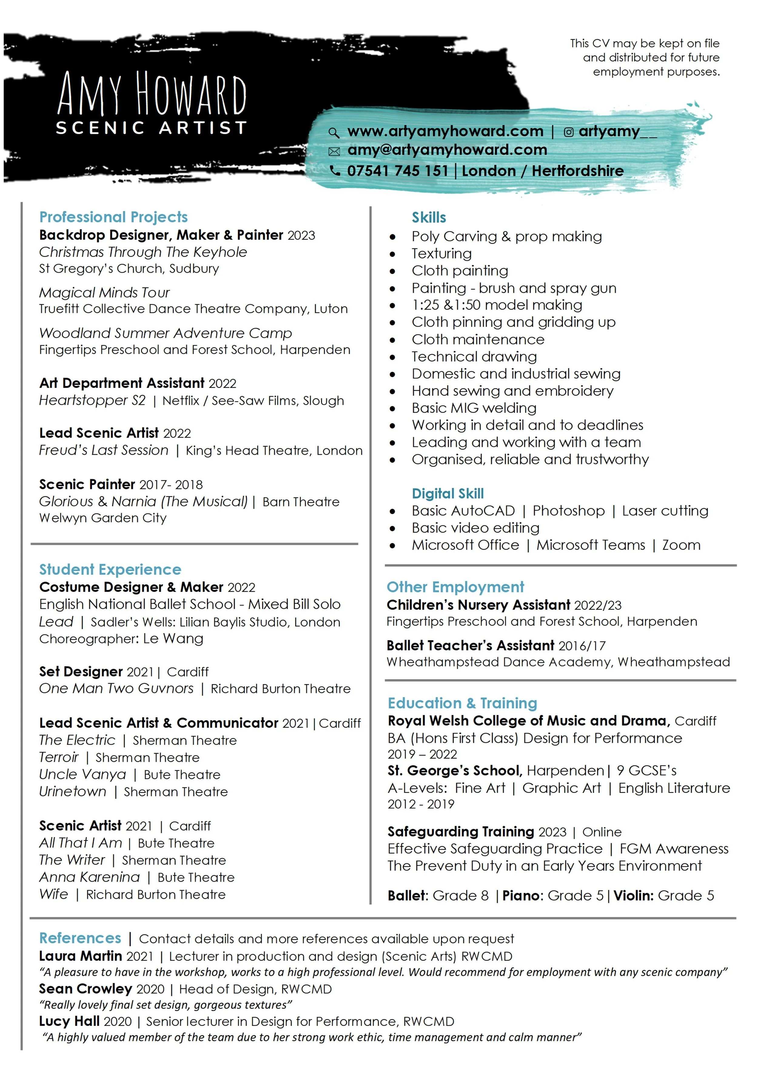 CV & Skills — Amy Howard