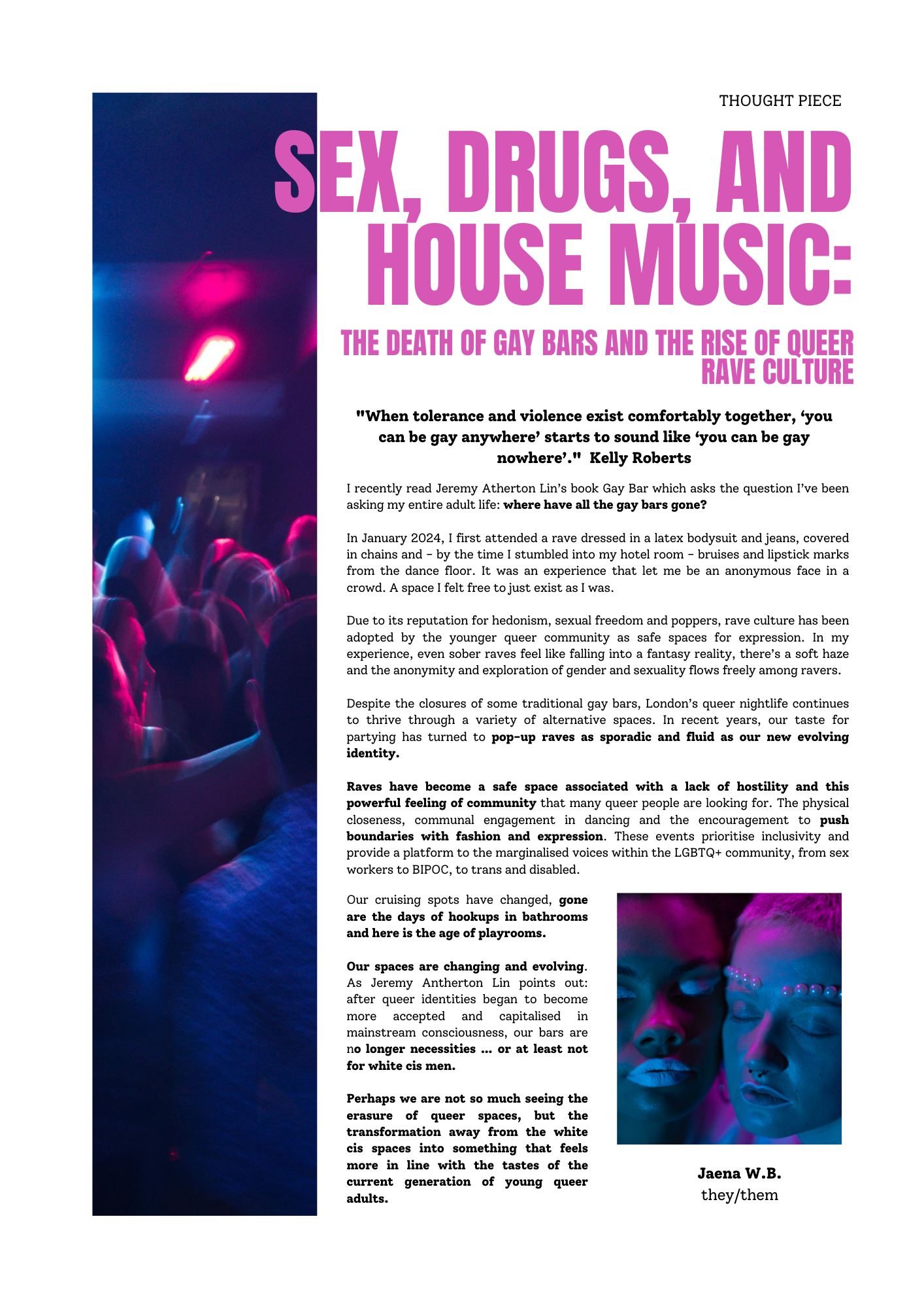 Sex, Drugs and House Music — Jaena.W.B