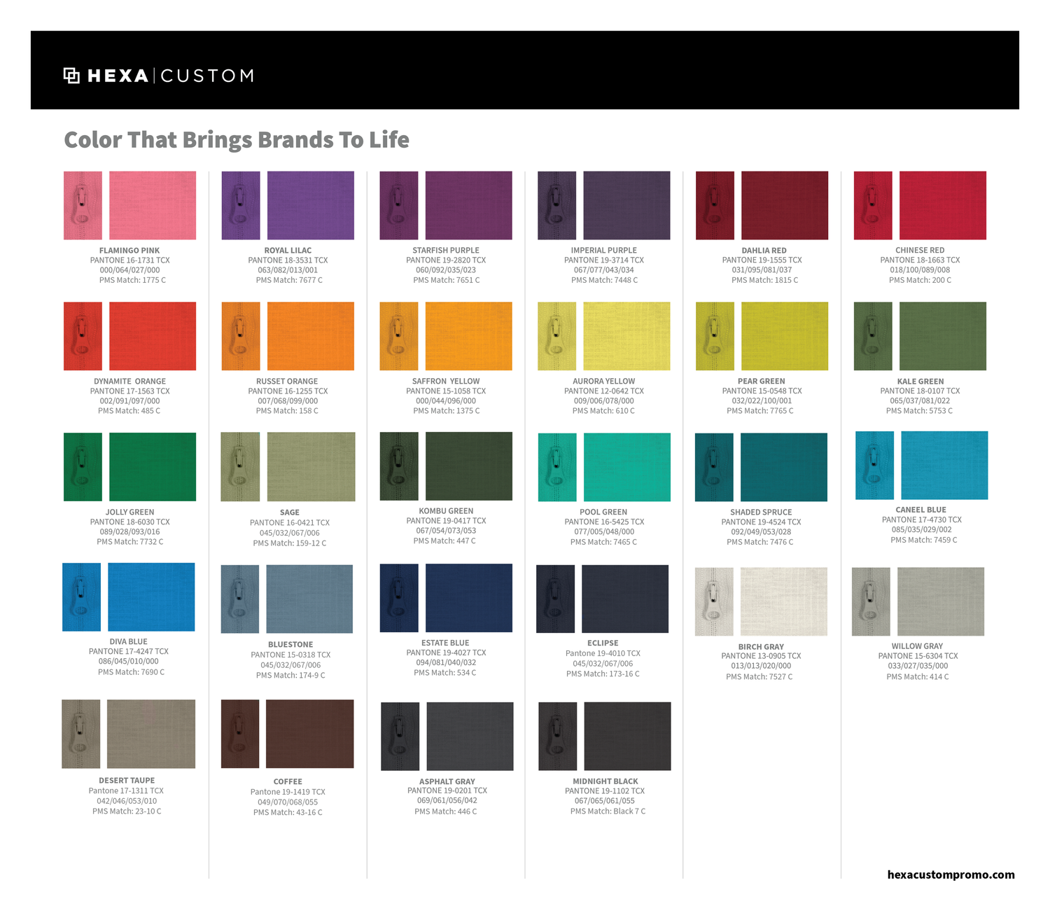 Color Charts — Hexa | Custom