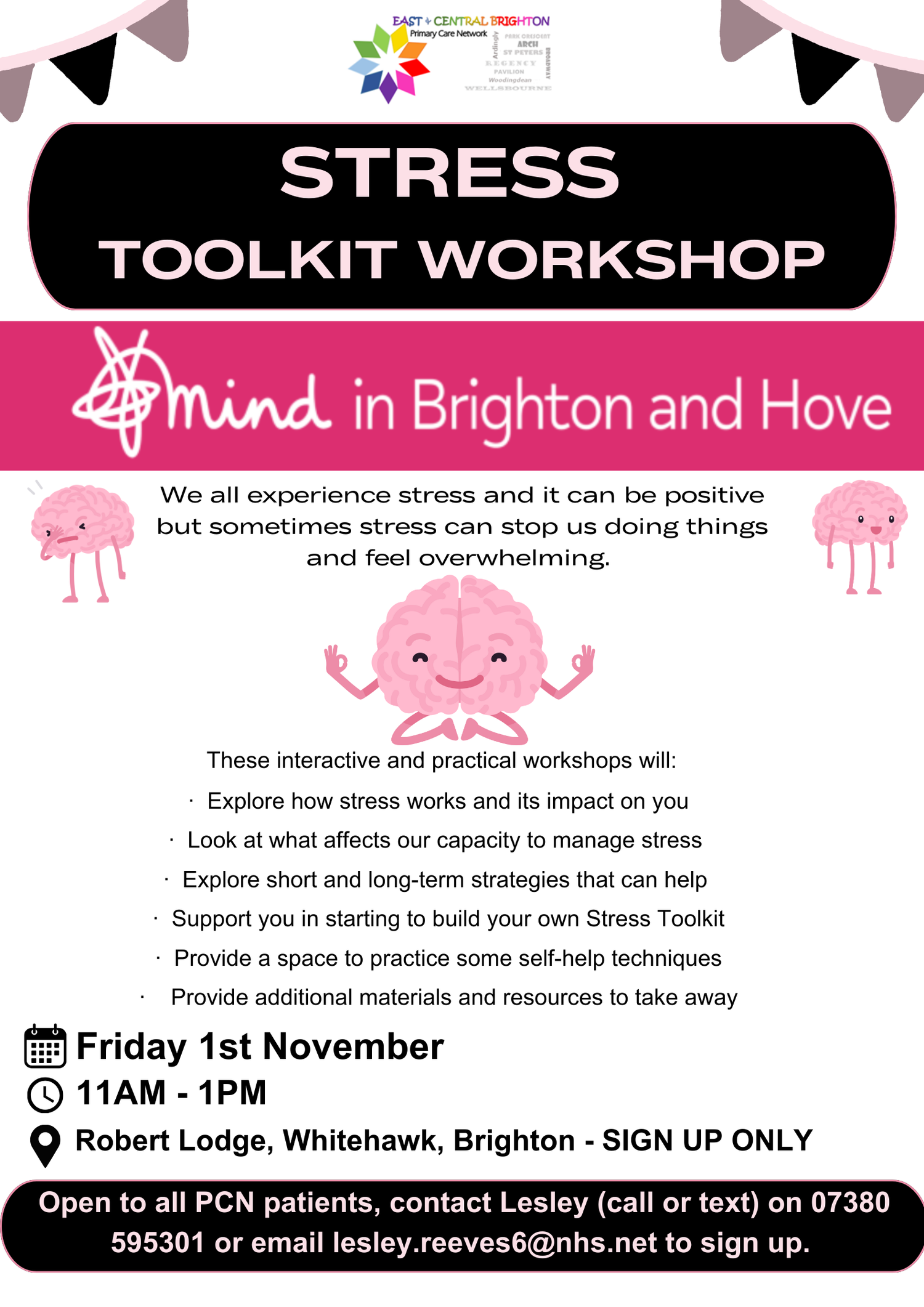 East Brighton Stress Toolkit Workshop Friday 1st November | Mind in ...