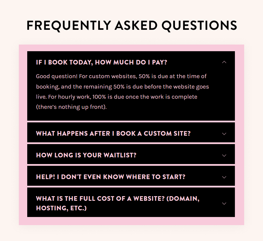 3 Ways To Design A Squarespace Accordion Block — Jessica Miller