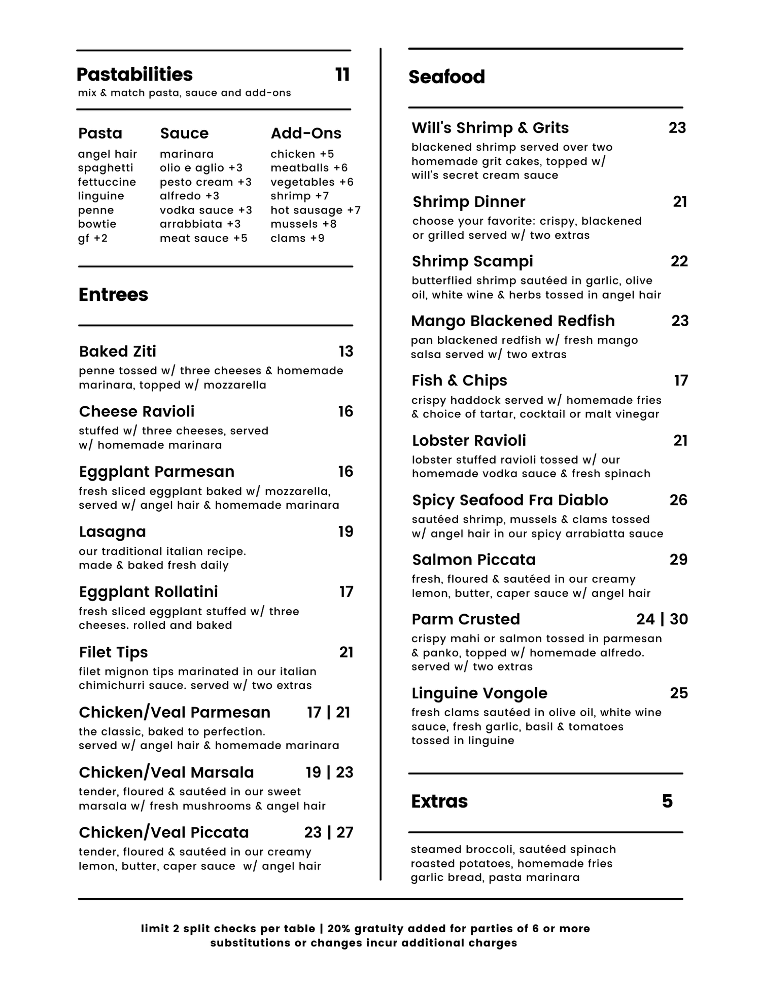 Menu — %s- Violas - Pizza, Pasta, and Seafood