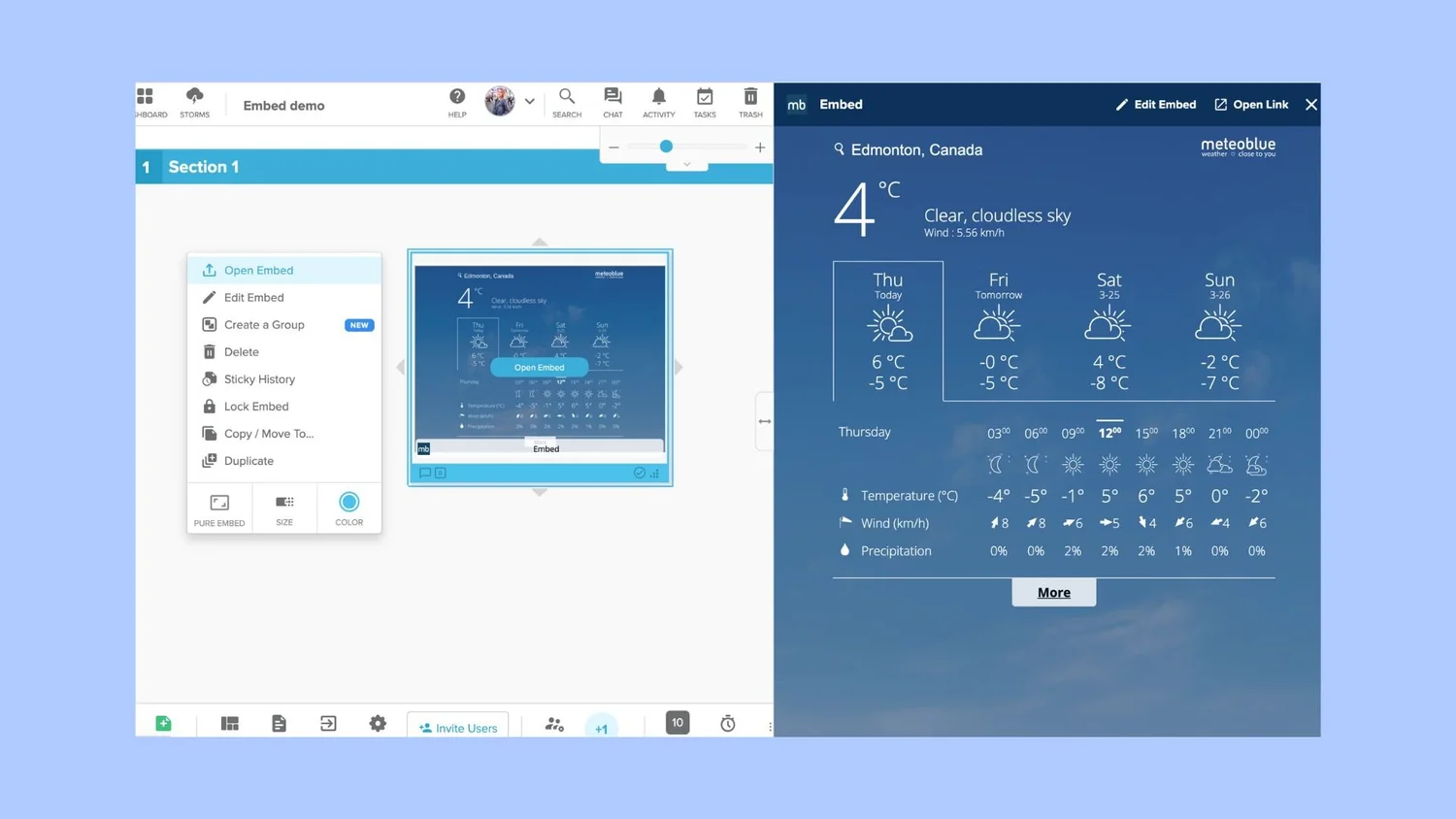 Weather with Meteoblue — Stormboard