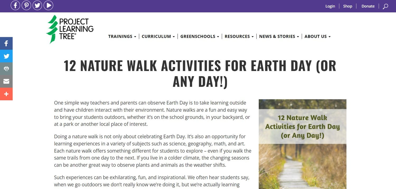 12 Nature Walk Activities for Earth Day by Project Learning Tree ...
