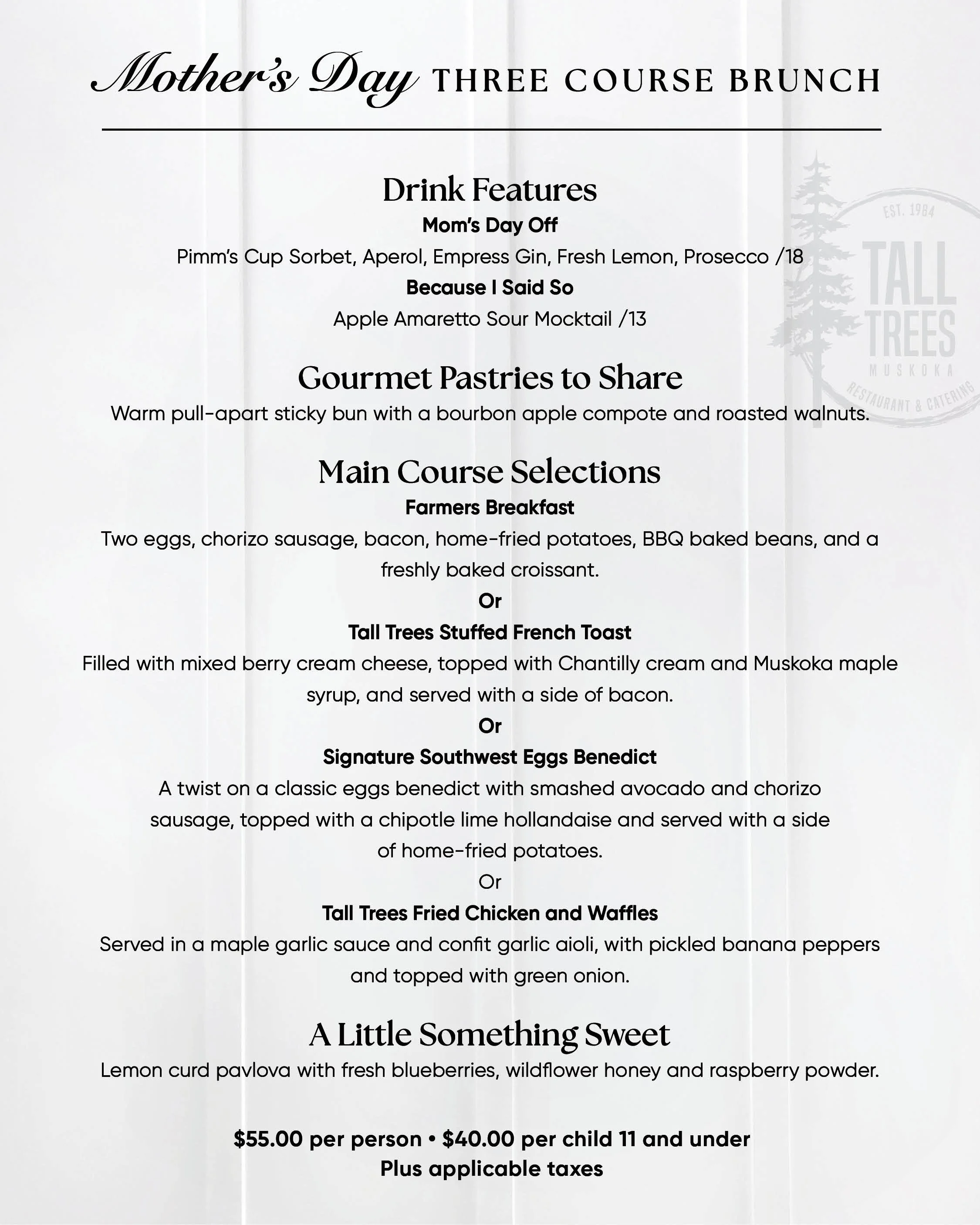 Mother's Day at Tall Trees — Tall Trees Restaurant Muskoka