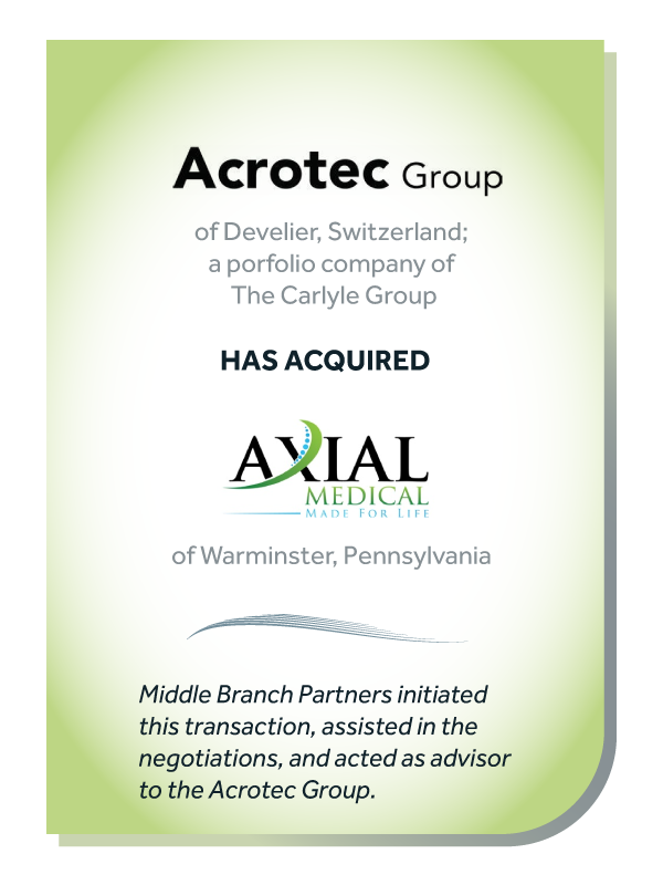 MBP Closing: Acrotec Group (Switzerland) acquires Axial Medical (PA ...